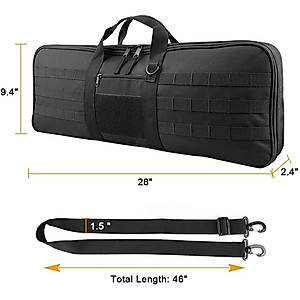 XTACER Tactical Bow Case MOLLE Recurve Takedown Bow Case Fully Padded Case (BLACK)