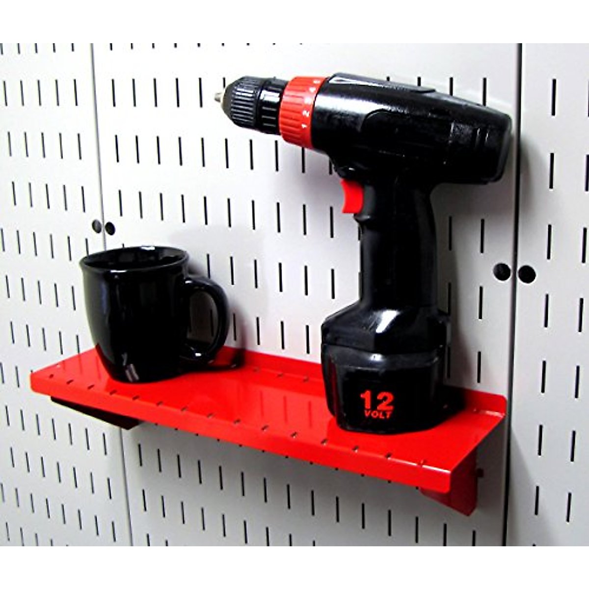 Wall Control Shelf 4in Deep Pegboard Shelf Assembly Pegboard and Slotted Tool Board – Red
