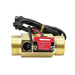 MANGAO 1/2" 3/4" Water Flow Sensor Brass External Thread1.75MPa Sensor Pulse Turbine Flowmeter DC5~18V with Temperature Detection (Size : 3/4")