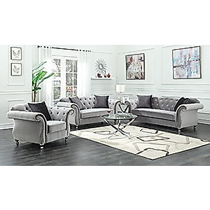 Coaster Furniture Living Room Sofa Love Seat Silver 551162