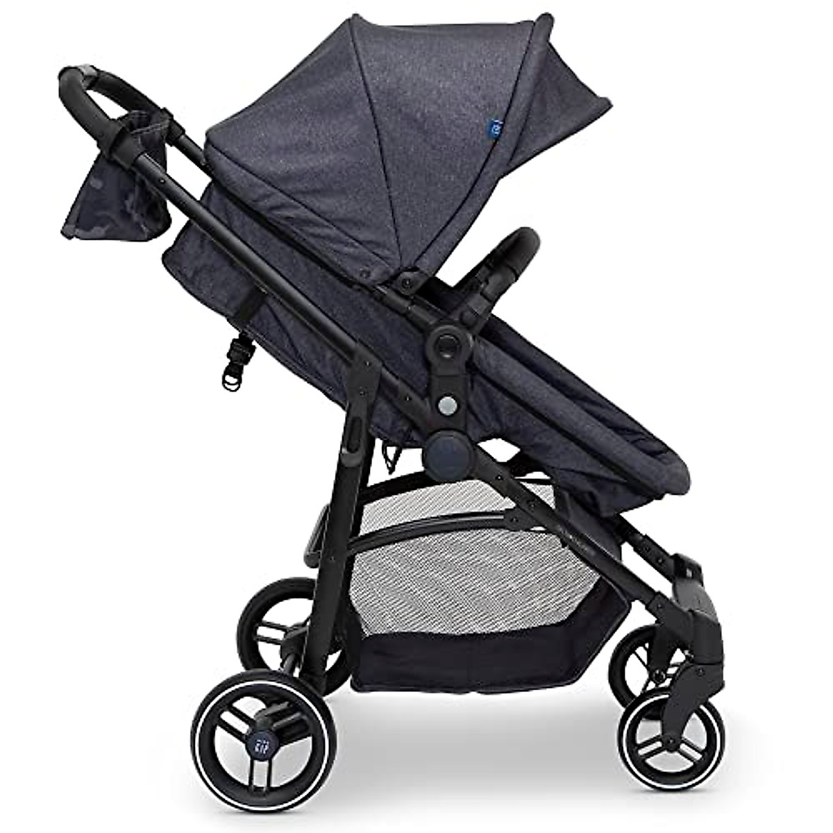 GAP babyGap 2-in-1 Carriage Stroller - Car Seat Compatible - Easy One-Handed Fold - Lightweight Stoller with Oversized Canopy & Reclining Seat - Made with Sustainable Materials, Black Camo