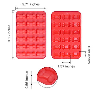 homEdge Jumbo Puppy Dog Paw (6 Cavity) and Bone Molds, Non-Stick Food Grade Silicone Dog Treats Molds, Silicone Mold for Chocolate, Candy, Jelly, Ice Cube, Dog Treats (Set of 4PCS)