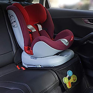 INFANZIA Car Seat Protector with Thickest Padding - Auto Seat Cover Mat for Baby Child Car Seats, Waterproof 600D Fabric, PVC Leather Reinforced Corners & 2 Large Pockets for Handy Storage