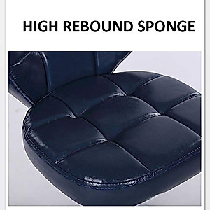 Beauty Stool Chair with Wheels，Adjustable Saddle Stool with Blue Synthetic Leather Seat，Adjustable Height 52-62 cm，Supported weight 160 Kg，Reflexology Chair Stool with Backrest for Beauty Salon Kitch