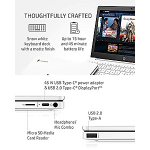 HP Chromebook 11-inch Laptop - Up to 15 Hour Battery Life - MediaTek - MT8183 - 4 GB RAM - 32 GB eMMC Storage - 11.6-inch HD Display - with Chrome OS™ - (11a-na0021nr, 2020 model, Snow White)