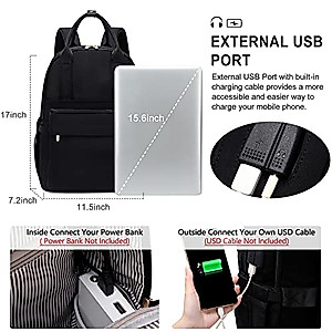 JEEHAN Travel Backpack Purse for Women 15.6 Inch Laptop Bag with USB Port Fashion Waterproof Backpacks Carry On Small Teacher Backpack Daypacks for College Work