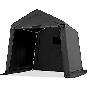 ADVANCE OUTDOOR 6X6 ft Storage Tent Outdoor Portable Shelter Shed with 2 Rolled up Zipper Doors & Vents Carport for Motorcycle Waterproof and UV Resistant Portable Garage Kit Tent, Gray