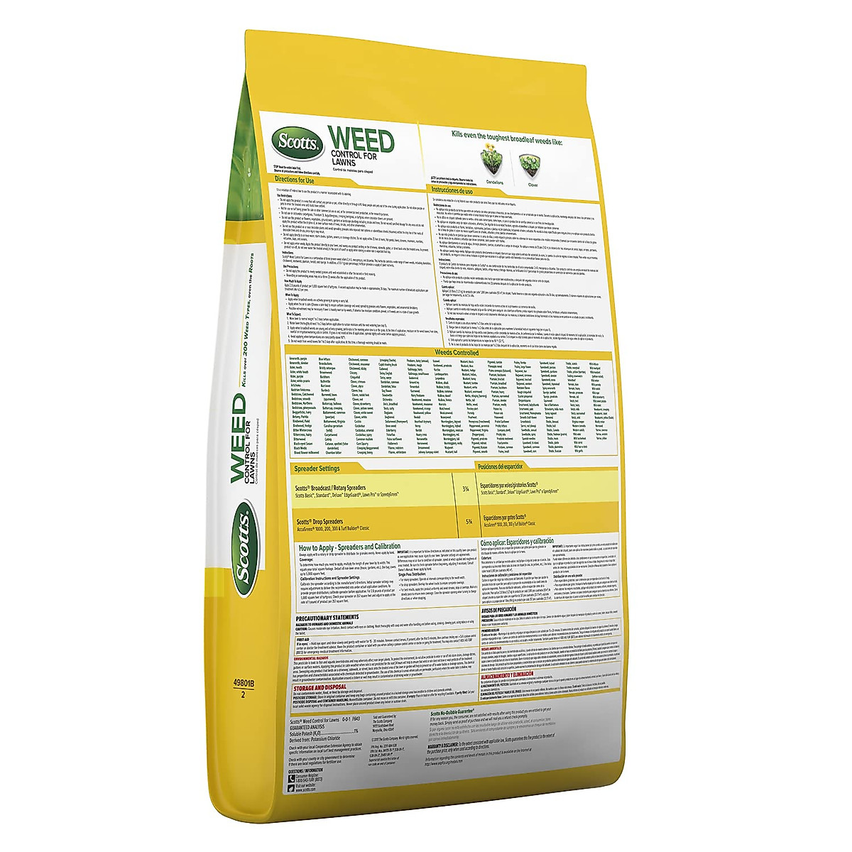 Scotts Weed Control for Lawns, Weed Killer, Kills Over 200 Weed Types Including Dandelion and Clover, 5,000 sq. ft., 14 lbs.