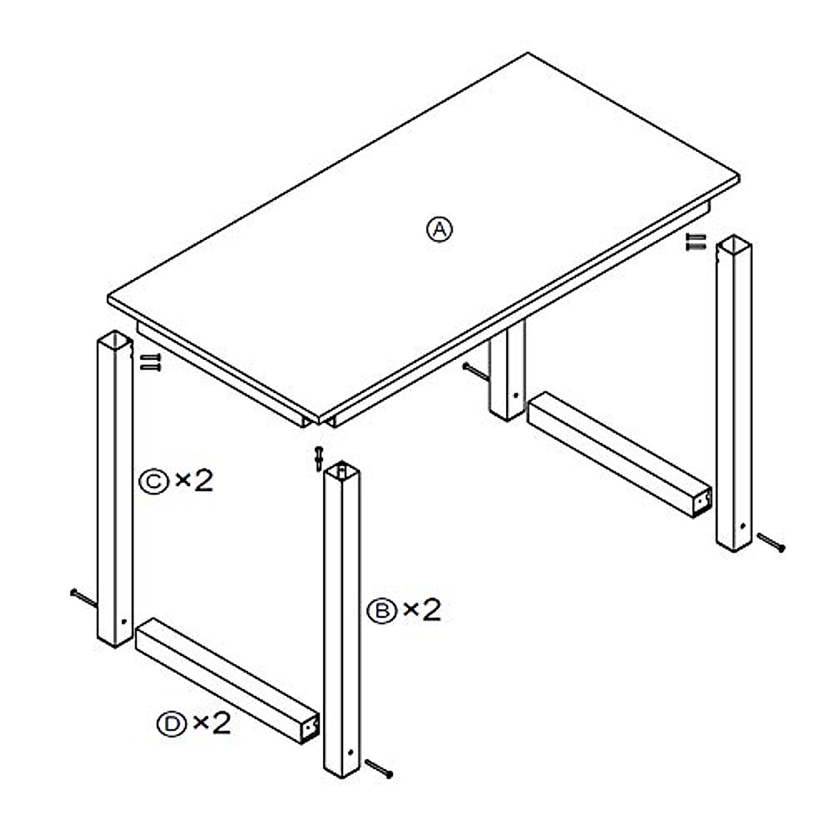 Decoholic Computer Desk 47" PC Laptop Study Table Office Desk Workstation for Home Office,with Leg Bars,Modern Industrial Style,Sandalwood Board Black Leg
