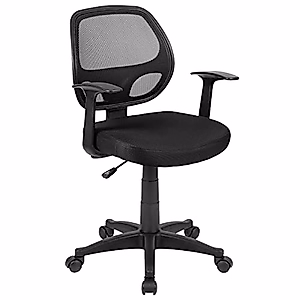 Flash Furniture Mallard Mid-Back Black Mesh Swivel Ergonomic Task Office Chair with T-Arms - Desk Chair