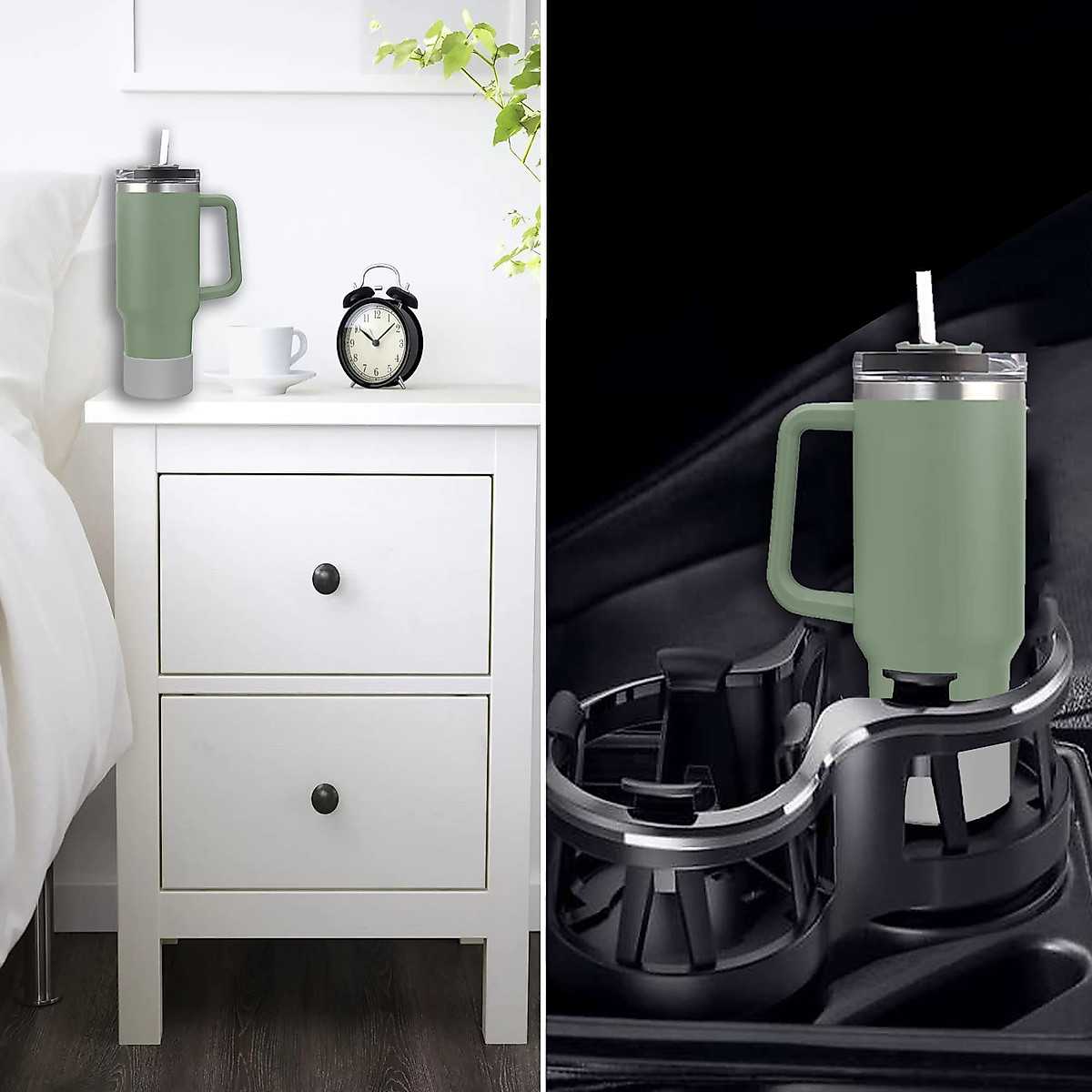 WILLFAN Protector Boot,Reduces Noise Protective Silicone Water Bottle Bottom Sleeve Compatible with Stanley Quencher Adventure 40oz & Stanley IceFlow 20oz 30oz（2 Packs） (Green)