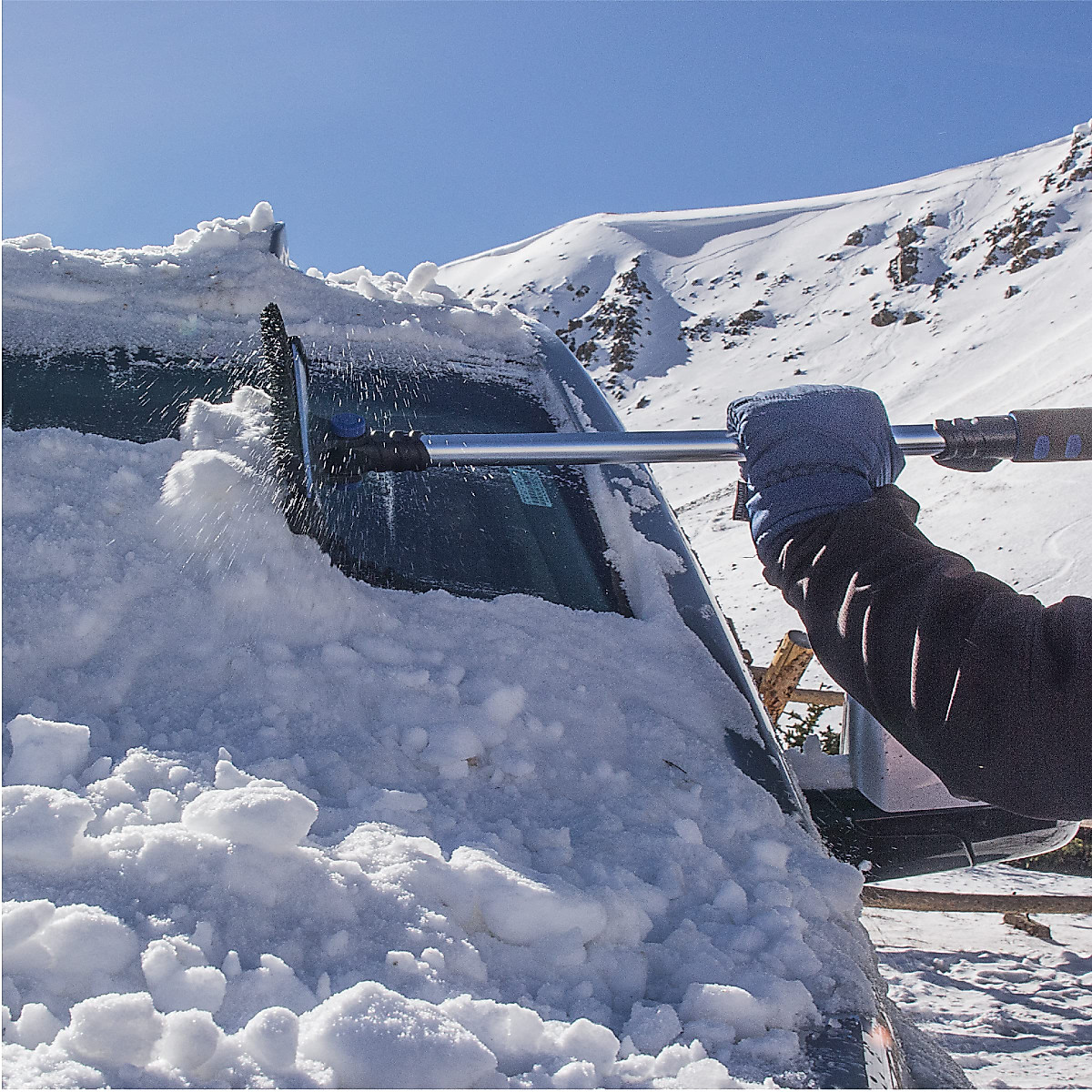 SubZero 80037 60" Quick Lock Pivoting Head Snowbroom with Integrated Squeegee and Ice Scraper , Black