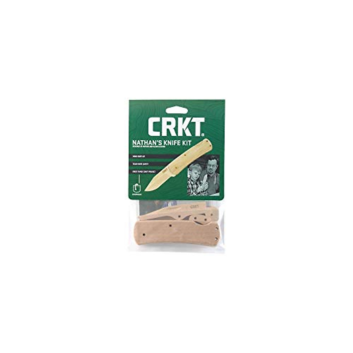 COLUMBIA RIVER KNIFE & TOOL CRKT Nathan's Knife Kit: Wooden Pocket Knife, Drop Point Blade Design with Working Lock Back, Craft Project, Great for Kids 1032 , Black