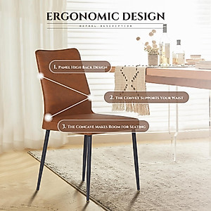 COLAMY T115-Brown Parson Dining Chairs, Set of 4, Brown