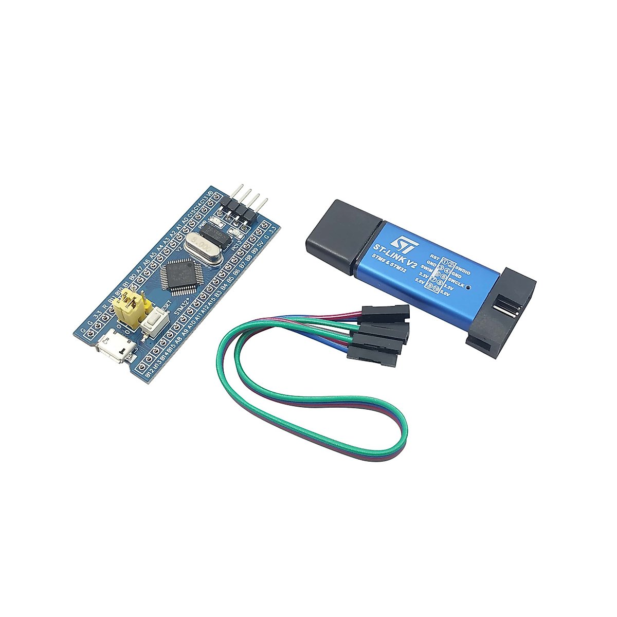 [initeq] STM32 ARM STM32F103C8T6 Blue Pill Minimum System Development Board with ST-Link V2 USB Programmer (2-Pack + ST-Link V2)