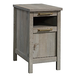 Sauder Cannery Bridge Narrow Side, Nightstand, End Table, L: 14.37" x W: 22.44" x H: 25.83", Mystic Oak