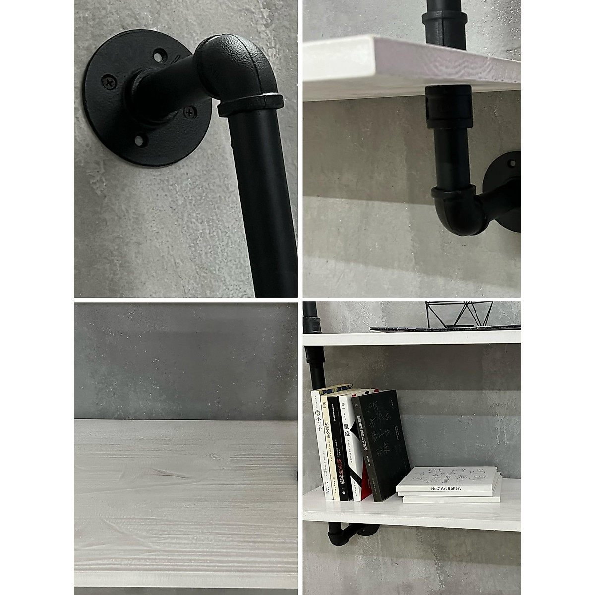 HDDFER Industrial Pipe Shelving Rustic White Pipe Wall Shelves Industrial Shelves with Wood Planks Industrial Floating Shelves 60 Inch Farmhouse Bathroom,Kitchen Shelving Wall Mounted