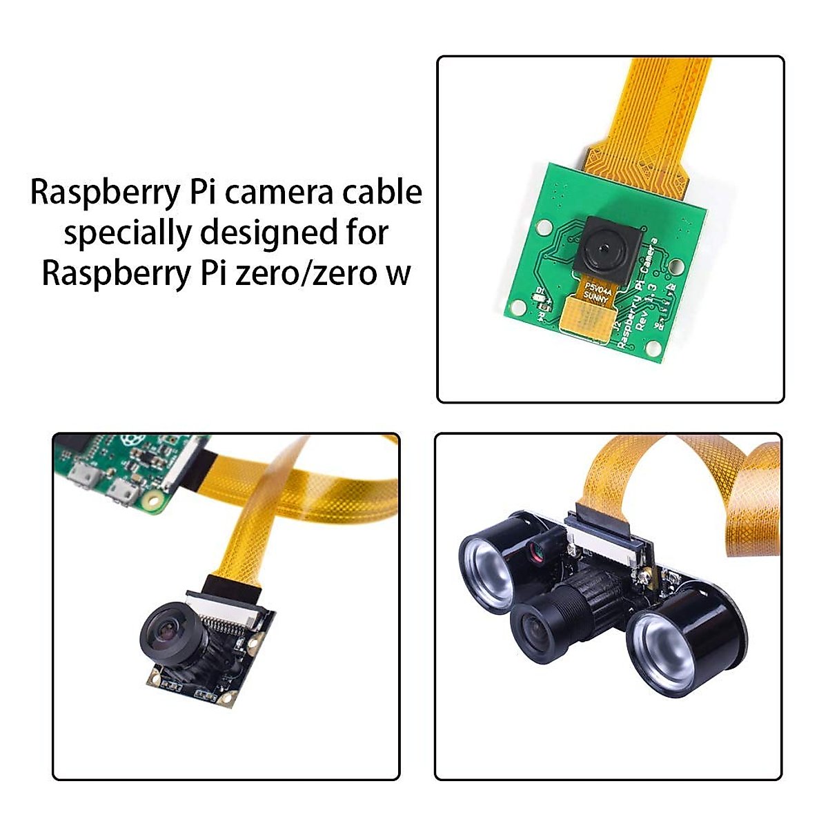 Aokin for Raspberry Pi Camera Cable, FPC Cable Ribbon Flex Extension Cable 15 Pin 22 Pin for Raspberry Pi Zero or Zero W, Octoprint Octopi Webcam, Monitor 3D Printer, etc, 16cm/6.30in, 1 Pcs