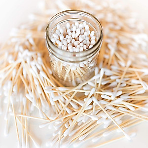 Premium 500 Biodegradable Bamboo Cotton Swabs | Zero Waste Disposable Products | Compostable Q Tips For Ears | Plastic Free Makeup Swab | Safety Wooden Ear Sticks | Eco Friendly Eye Cleaning Utensils