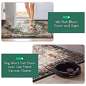 YesRug Boho Area Rug 3x5 Green Rug Washable Vintage Persian Rug for Kitchen Living Room Bedroom Bathroom Office Low Pile Non Slip Floor Carpet