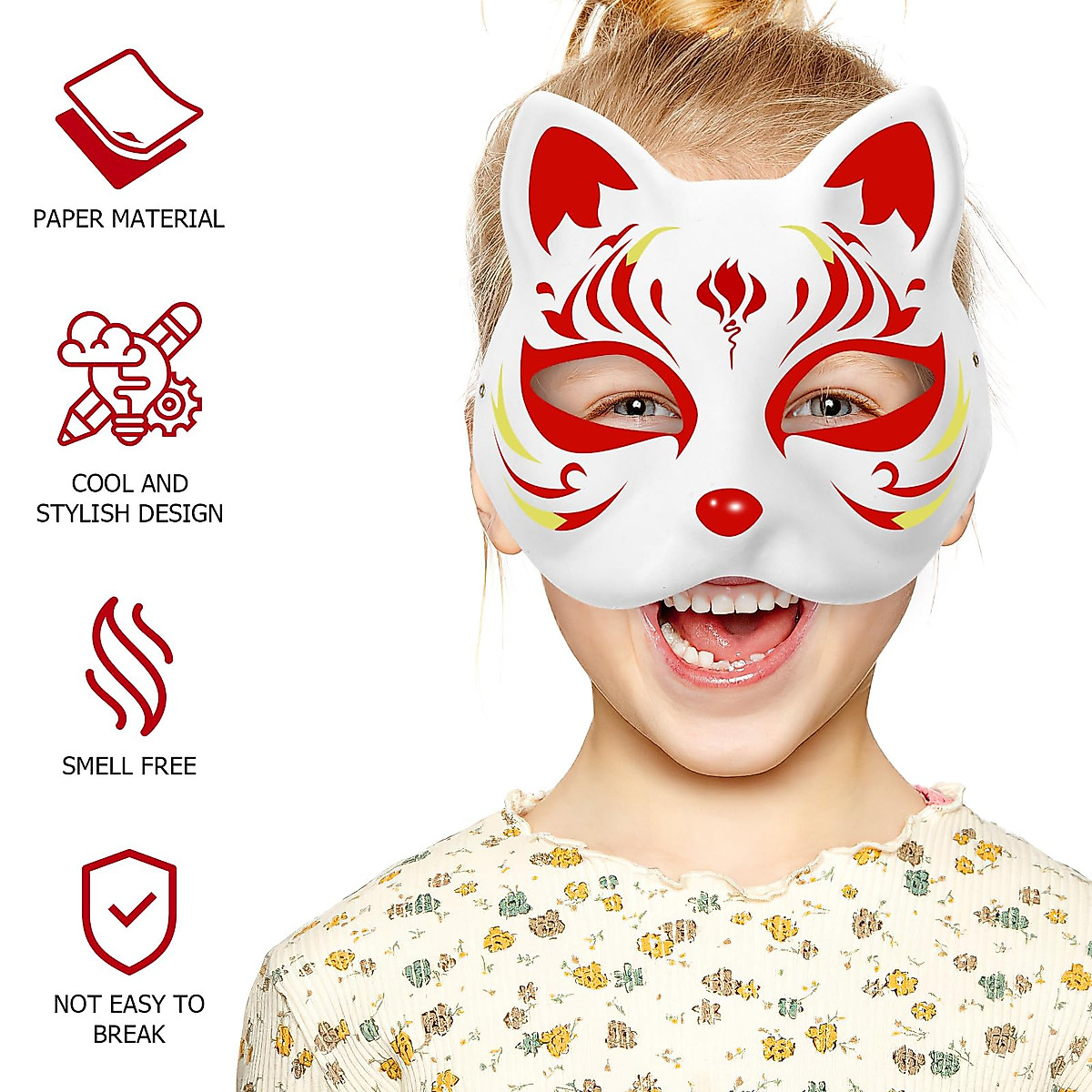 NUOBESTY 10 Pcs White Face Paper Masks Blank Mask for Decorating DIY Painting Masquerade Cosplay Party (Cat Style)