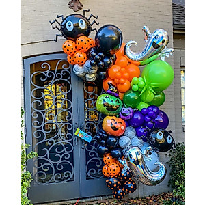 Halloween Party Balloons Decorations, 60PCS 12 Inch Black Orange Purple Green Balloons for Kids Halloween Birthday Bachelorette Party Decorations Supplies