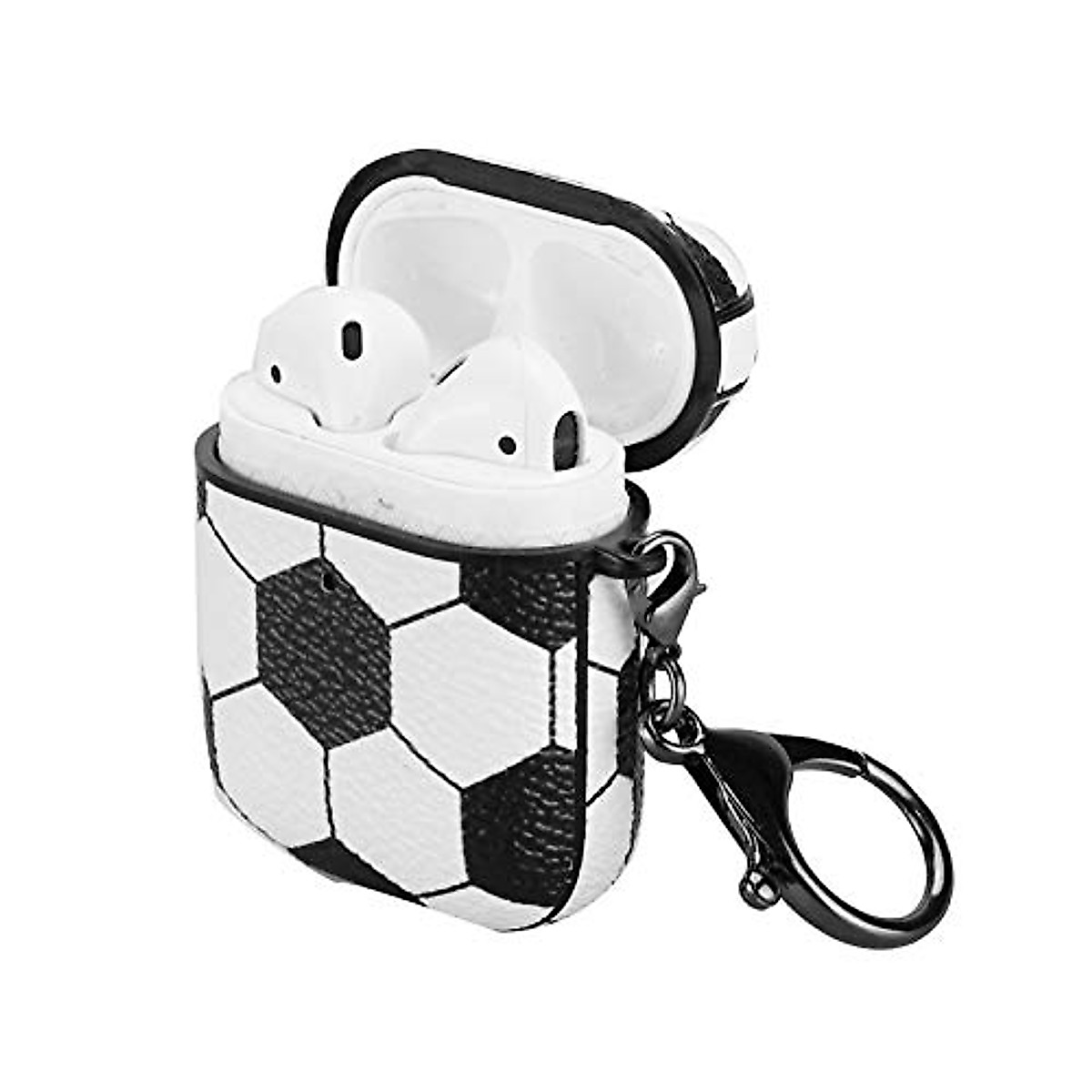 Airpods Case Cover,Durable Full Protection Soccer Design Airpods 1&2 Case Cover,with Keychain Front LED Visible
