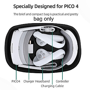 LOXIDA Carrying Case for PICO 4 VR Headset,All-in-one VR Gaming Headset Hard Case for PICO 4 VR Carry Case (Black)