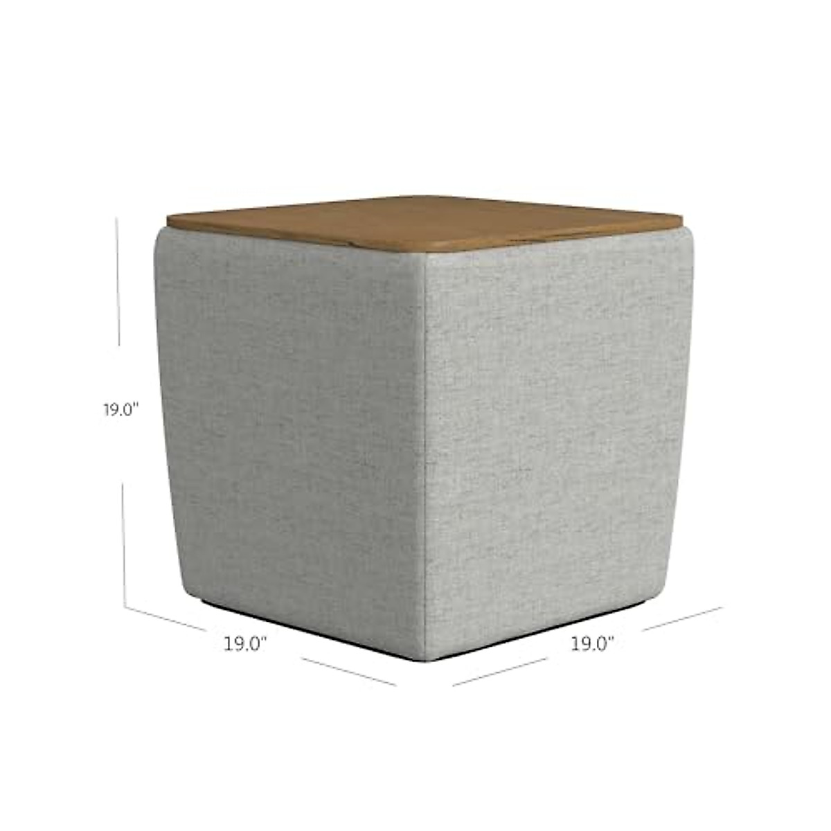 HomePop Home Decor Storage Ottoman with Wood Top|Upholstered Modern Square Storage Ottoman with Storage for Living Room & Bedroom, Gray Woven
