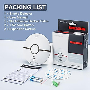 Smoke Detector, Fire Alarms with Battery Operated, Photoelectric Sensor Smoke Alarms with Light Sound Warning, Test Button, Fire Safety for Home Hotel