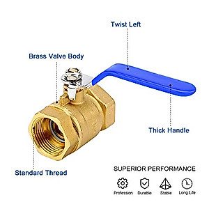 3/4" NPT 2PCS Full Port Forged Brass Ball Valve, Full Port Heavy Duty Brass Ball Valve Shut Off Switch for Water and Oil