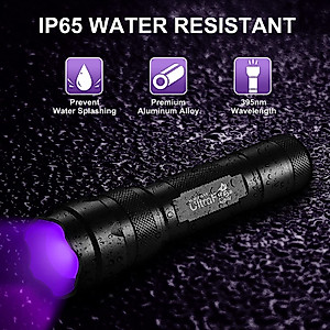 ULTRAFIRE Black Light UV Flashlight, Super Power UV 395-405 nm LED WF-502B Blacklight Flashlights for Leak Detector, Pet Urine Stain, Bed Bug (Not Included Batteries)