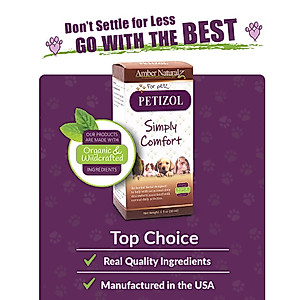 AMBER NATURALZ Petizol Simply Comfort Herbal Supplement for Dogs, Bird, Rabbit | Support for Occasional Discomforts and Normal Body Temperature | 1 Fluid Ounce Glass Bottle | Manufactured in The USA