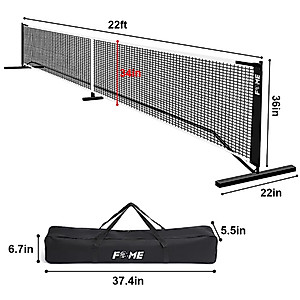 Portable Pickleball Net System, FOME 22 FT Pickleball Net Portable Outdoor Regulation Size Pickleball Nets and Accessories with Carry Bag Steady Steel Frame Strong PE Pickle Ball Net
