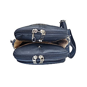 Roma Leathers Square Leather Cross body Bag Men & Women Conceal Carry Gun Purse (Black)