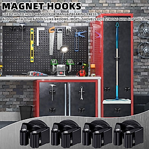 Vercraft 4 Pcs Magnetic Mop Broom Holder Movable Magnetic Broom Holder Rack, Magnetic Holder Anti Slip Wall Mounted Utility for Cleaning Tools, Garage, Kitchen, Laundry, Garden (Black)