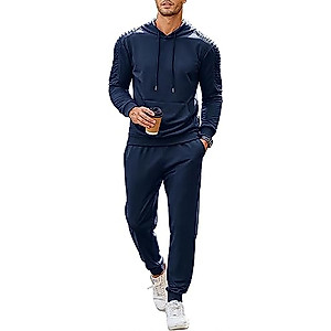 COOFANDY Men's 2 Piece Outfits Sweatsuit Slim Fit Hoodie Tracksuit Sets Fashion Jogging Athletic Suits