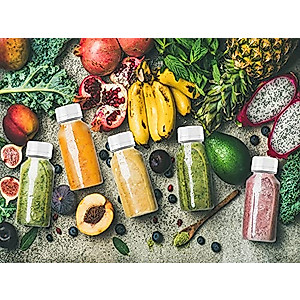 Axe Sickle 6 Pcs 16 Ounce Juice Bottles Plastic Beverage Bottles Containers with Tamper Evident Caps Lids White for Milk, Juice, Drinks and Other Beverage Containers