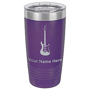 LaserGram 20oz Vacuum Insulated Tumbler Mug, Electric Guitar, Personalized Engraving Included (Dark Purple)