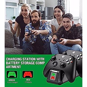 Controller Charger Station for Xbox Series X|S/Xbox One/X/S/Elite/Core, Dual Xbox 1 Charging Dock Station for Xbox One Controller Battery Pack with 2x1800mAh Rechargeable Battery & 4 Battery Cover Kit