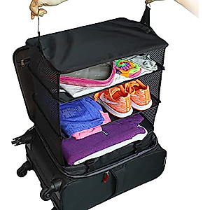 4 Shelf Closet Hanging Organizer, Hanging Closet Storage with Zipper Pocket, Closet Organizers and Storage Shelves for Travel Organizer