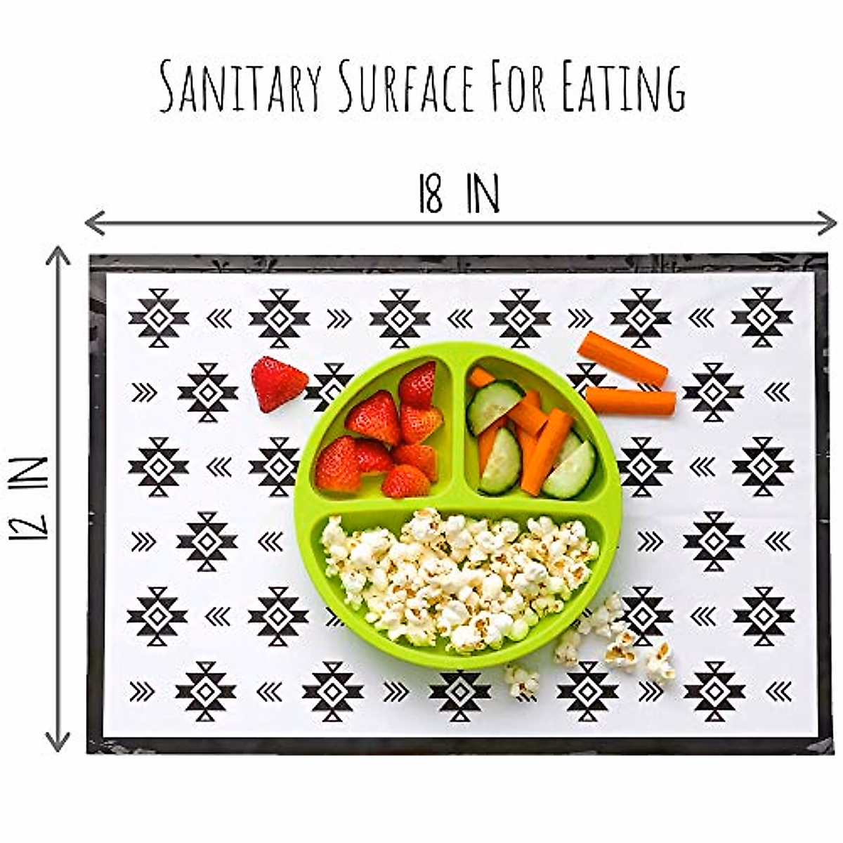 Hippypotamus Disposable Placemats Baby - Pack of 45 BPA Free Table Toppers for Kids and Toddlers - Extra Sticky Travel Mat for Restaurant (Cream/Sage/Blush)