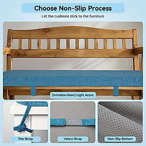 ROFIEJOX Custom Bench Cushion- Custom Size, Shape, Color, Piping for Indoor/Outdoor Furniture Cushions, Comfortable Window Seat Cushion, Waterproof Non-Slip Garden Boat RV Bench Cushions