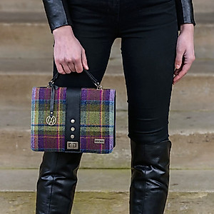 Mucros Weavers Irish Plaid Fiona Handbag For Women Purple, Green