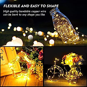 YOEEN 20 Pack Fairy Lights Battery Operated 3.3ft 20 LED Mini String Lights Copper Wire Firefly Starry Lights for Mason Jars Wedding Centerpieces Party Christmas Decor, Warm White