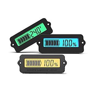 NOYITO DC Battery Meter Tester 8V-63V LCD Digital Battery Capacity Monitor Gauge Blue Green Yellow Suitable for 3-16 Strings Lithium-ion LiFePO4 Battery 12V - 60V Lead-Acid Battery (Yellow)