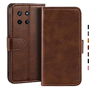 Shantime for Oppo Realme 11 4G Case, Leather Wallet Case with Cash & Card Slots Soft TPU Back Cover Magnet Flip Case for Oppo Realme 11 4G (6.4”) Brown