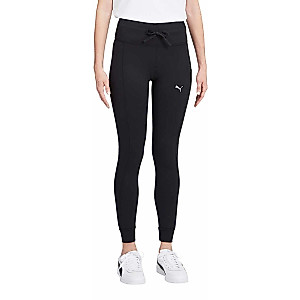 PUMA Womens Midweight Drawstring Jogger Leggings with Side Pocket (Small, Black)