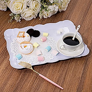 BBG 6 Pack Rectangle White Plastic Serving Trays, 15" x 10" Heavy Duty Serving Platters, Reusable Trays Perfect For Wedding, Parties & Buffet,Spring