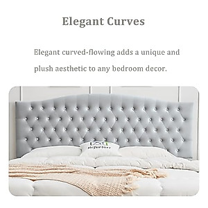 Befurtori King Headboard Only, Upholstered Headboard King for Adjustable Bed Velvet Tufted Cal King Size Wall Mounted Headboard with Solid Wood Legs Head Board, Gray